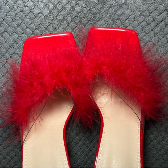 Shoes | Nwot Red Turkey Feather Stilettos Heels | Poshmark